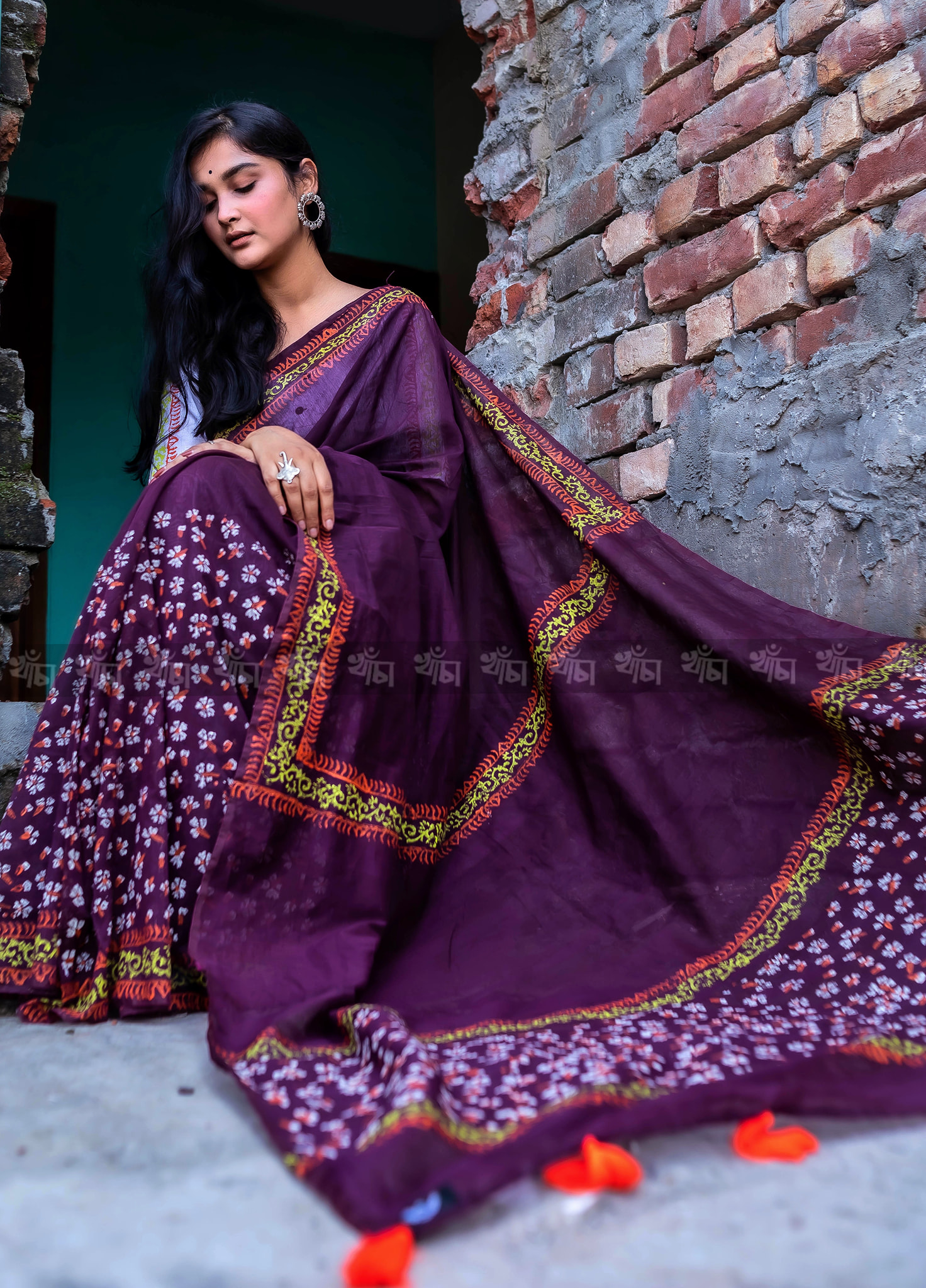 Sheuly | Block Printed Sharee - Khacha