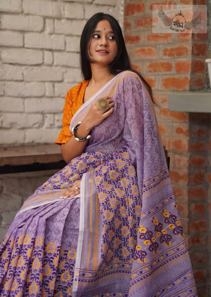 Nihar | Screen Print Sharee - Khacha