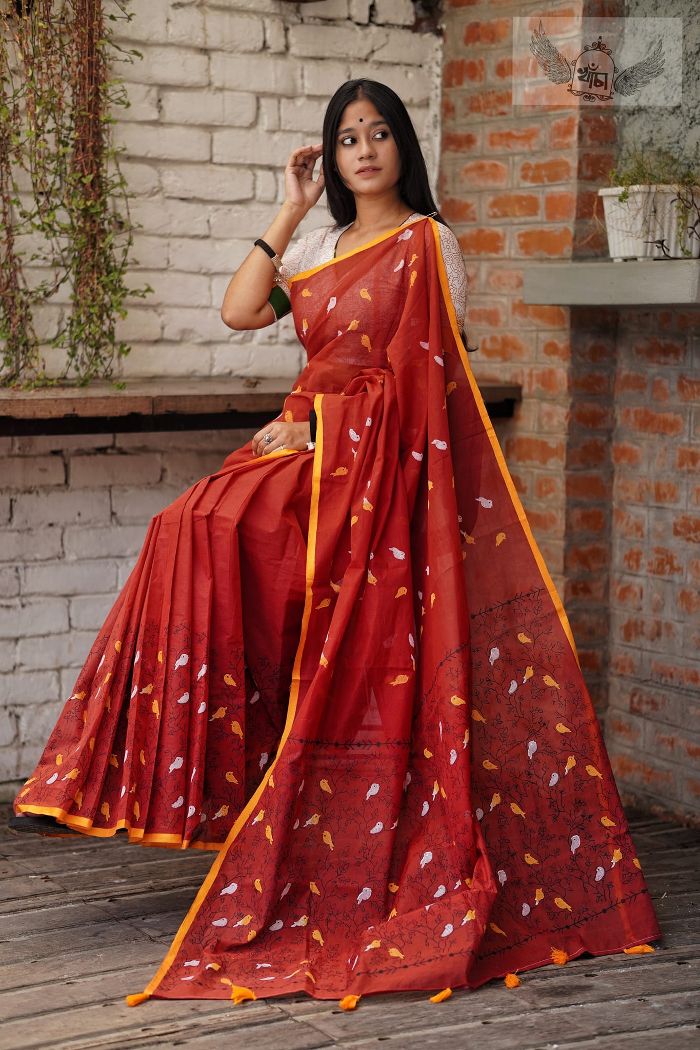 Pakhi | Block Printed Sharee - Khacha