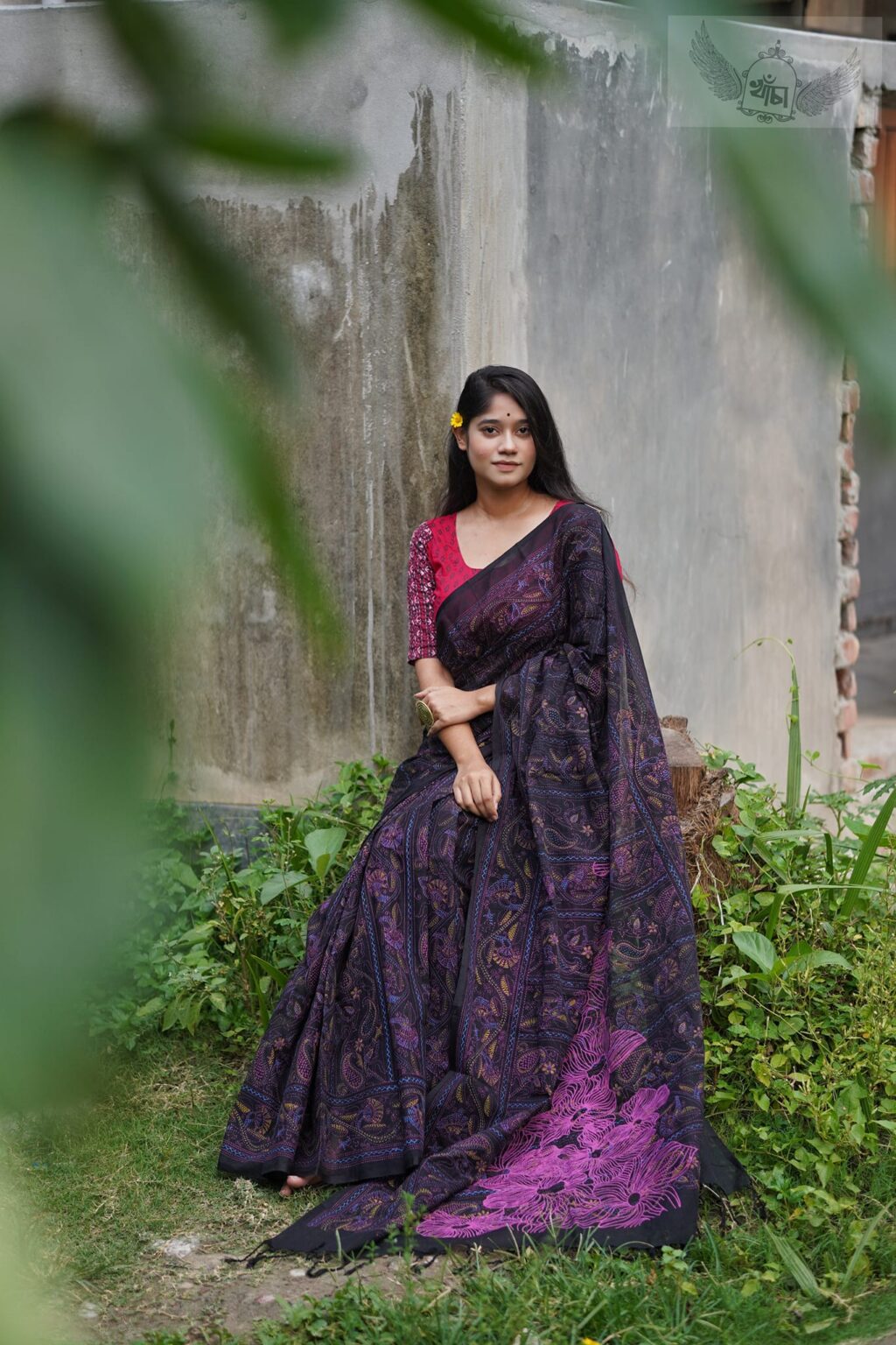 Hema | Screen Print Sharee - Khacha