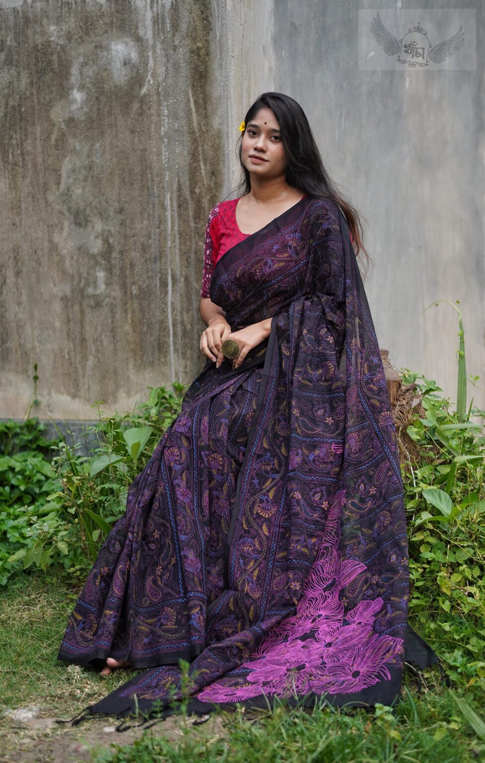 Hema | Screen Print Sharee - Khacha