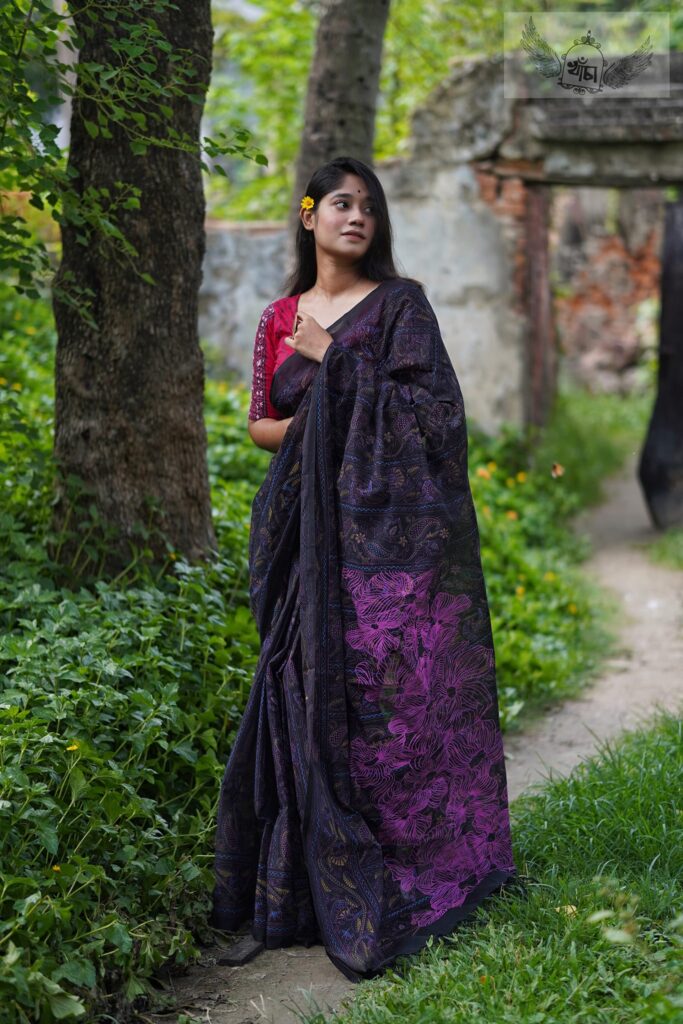 Hema | Screen Print Sharee - Khacha