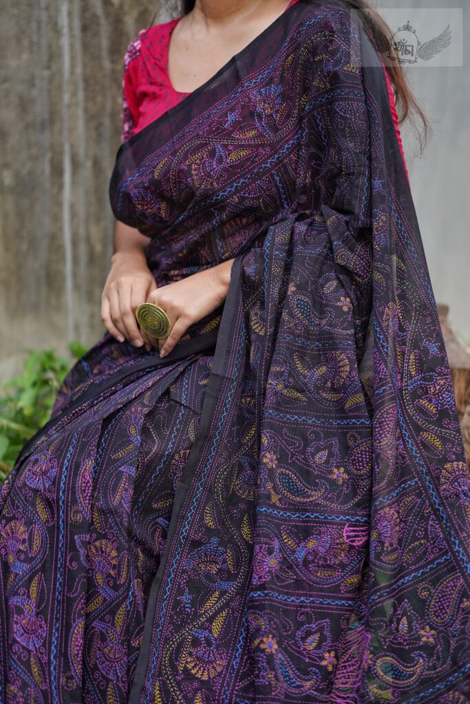 Hema | Screen Print Sharee - Khacha