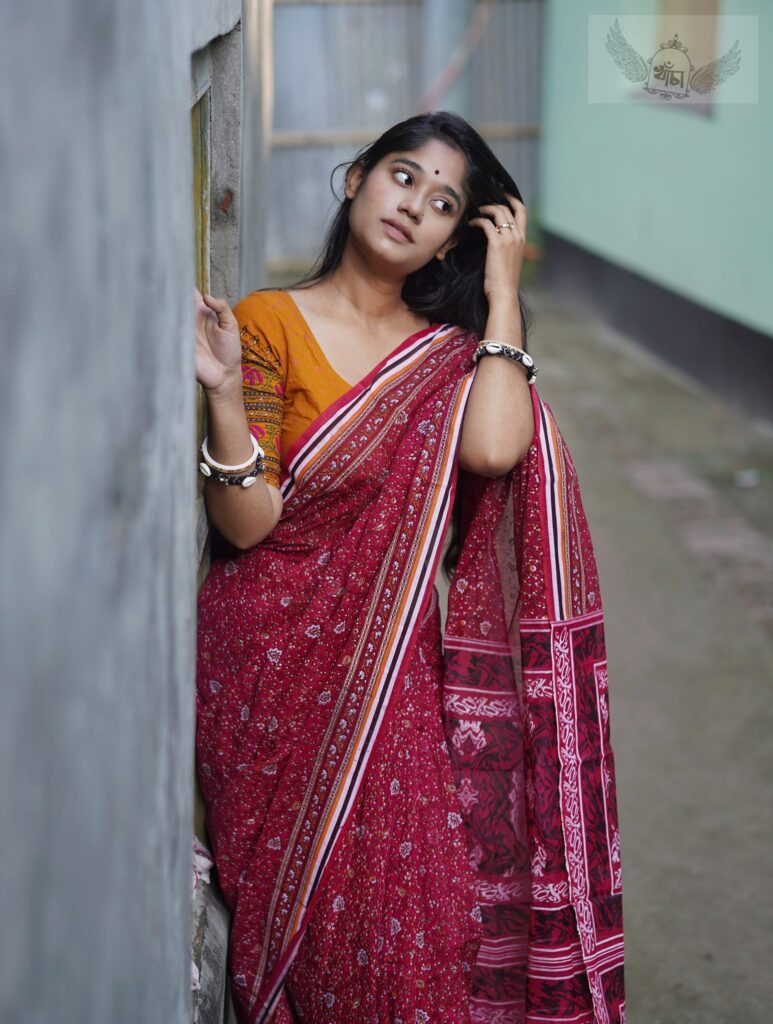 Mihir | Screen Print Sharee - Khacha