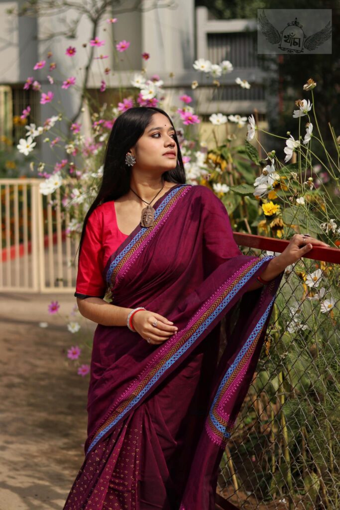 Fulbibi | Block Printed Sharee - Khacha